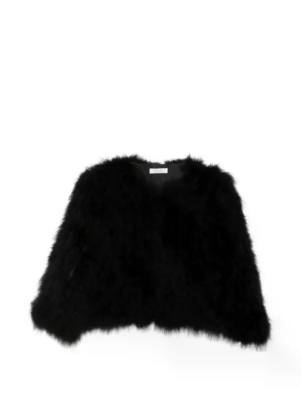 LISKA Marabou-feather Jacket - Black