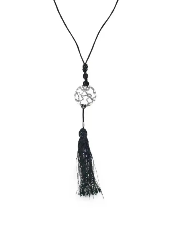 TOUS 18k White Gold Diamond Openwork Tassel Necklace - Silver