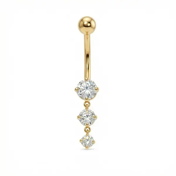 Zahav Jewelry 10k Solid 14g Cz Dangle Belly Button Ring