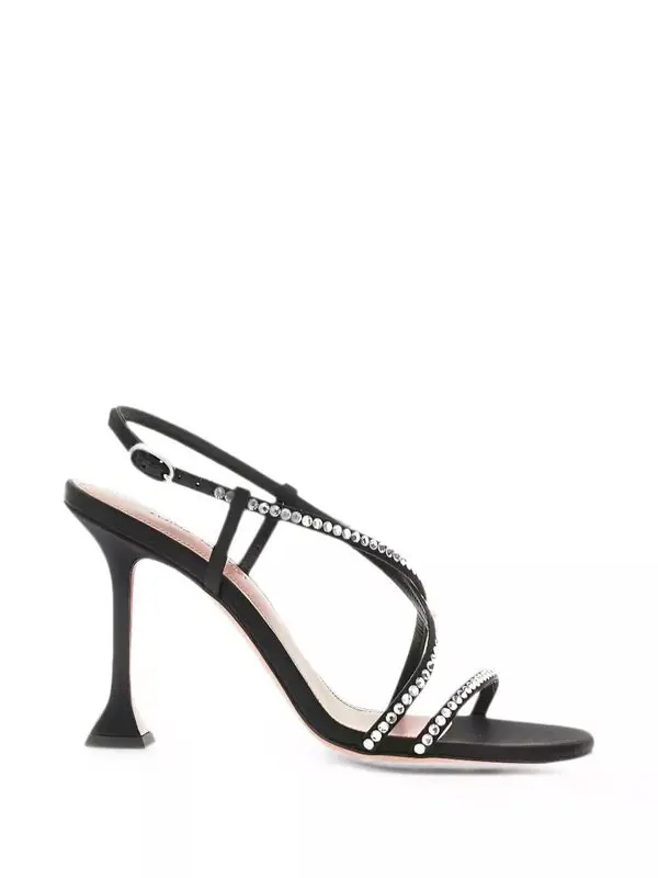 Amina Muaddi Embellished Silk Slingback Sandals