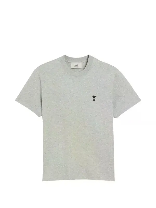 AMI Paris Cotton T-shirt With De Coeur - Grey