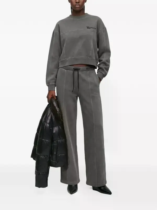 Karl Lagerfeld Boxy Washed Crewneck Sweatshirt - Grey
