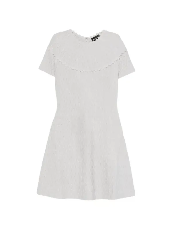Emporio Armani Textured Mini Dress With Scalloped Trim - Grey