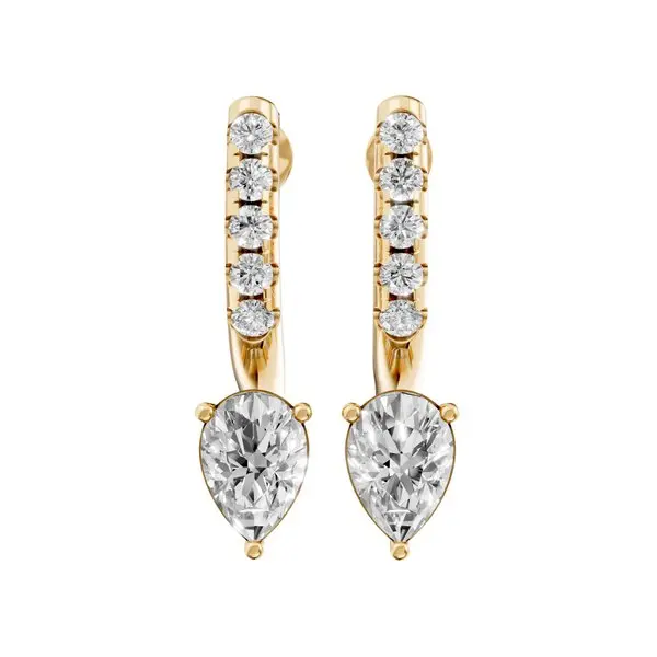 AYA FINE JEWELRY 14k Gold Pear Cut Diamond Hoop Earrings - Yellow