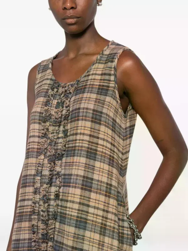 R13 Ruffled Checked Midi Dress