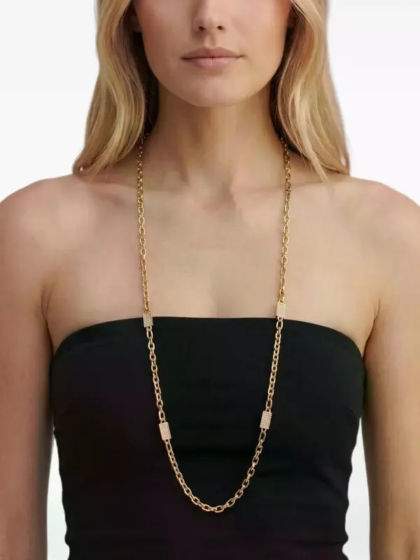 Vintage Crystal-embellished Chain Necklace - Gold