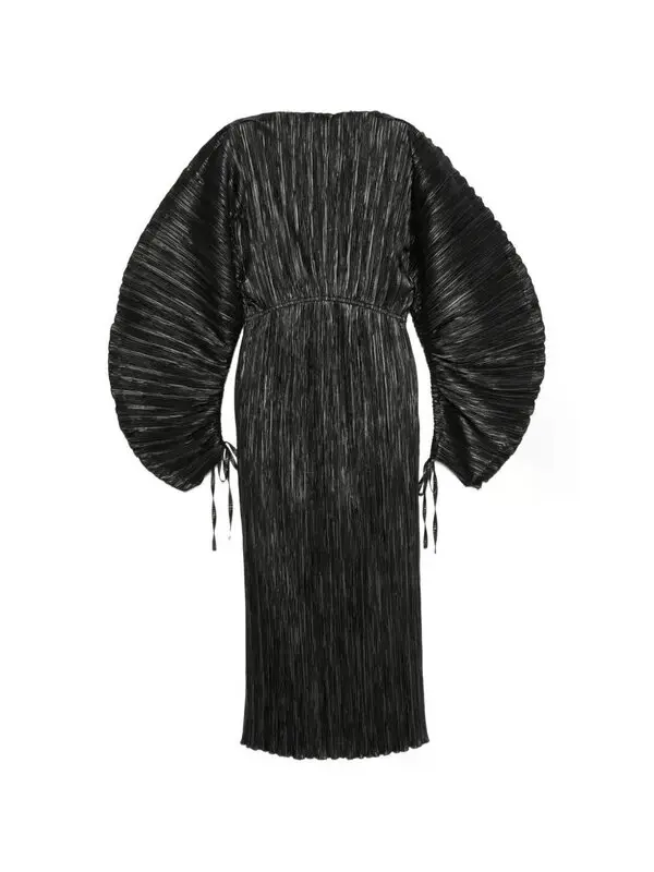 Cult Gaia Freda Plissé-effect Balloon-sleeve Midi Dress - Black