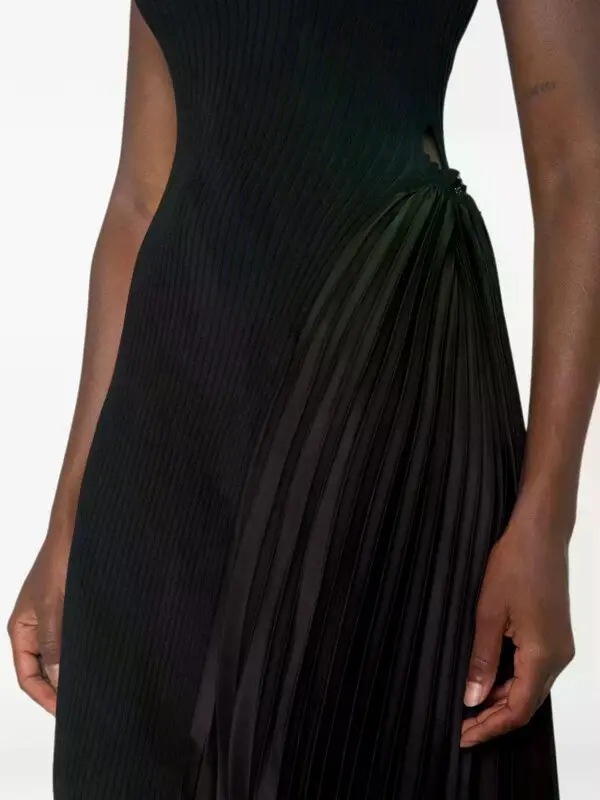Emporio Armani Ribbed Knit Midi Dress With Pleated Panel