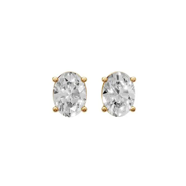 AYA FINE JEWELRY Minimalist Oval Lab Diamond Stud Earrings In 14k Gold - Yellow
