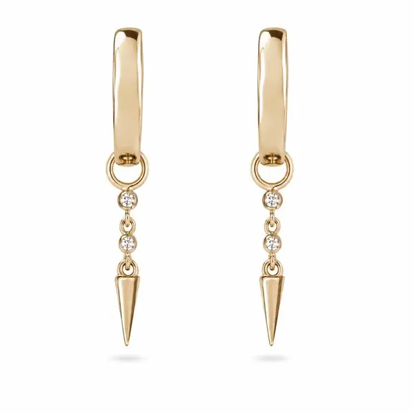 ZOHREH Diamond Drop Spike Hoop Earrings In 9k