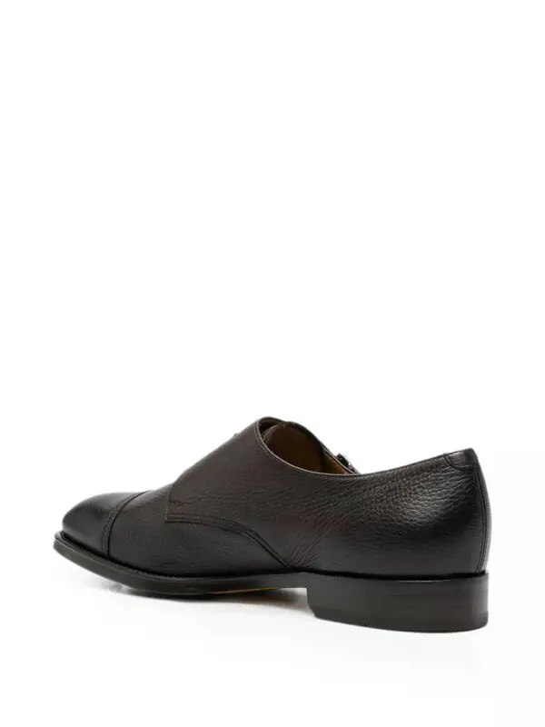 DOUCAL'S Grained Leather Monk Strap Shoes