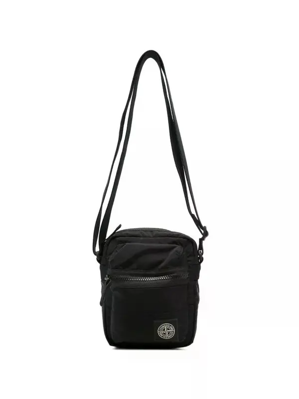 Stone Island Logo Patch Messenger Bag - Black