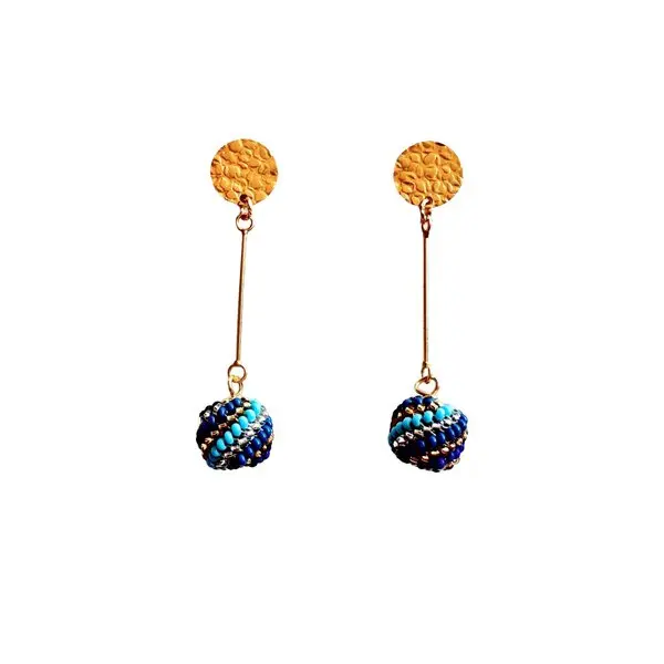 ILIANA ARRAZOLA Blue / Gold / Silver Magic Ball Earrings, Blue