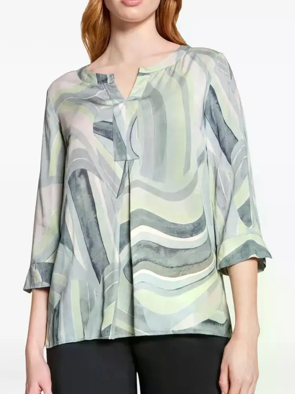 BETTY BARCLAY Abstract Print V-neck Three-quarter Sleeve Top