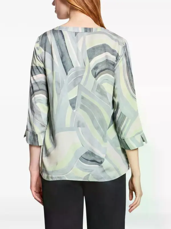 BETTY BARCLAY Abstract Print V-neck Three-quarter Sleeve Top