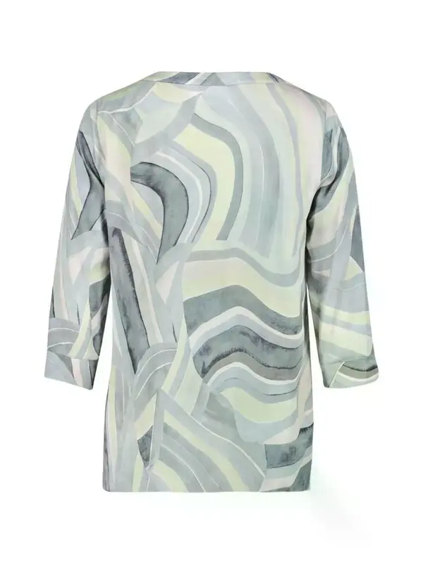 BETTY BARCLAY Abstract Print V-neck Three-quarter Sleeve Top