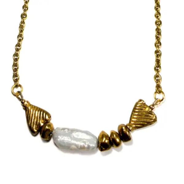 Rachel Nathan Neutrals Meridian Catch: Pearl Necklace - Gold