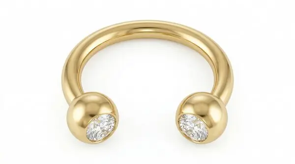 Zahav Jewelry 10k Yellow Horseshoe Barbell With Cubic Zirconia - Gold