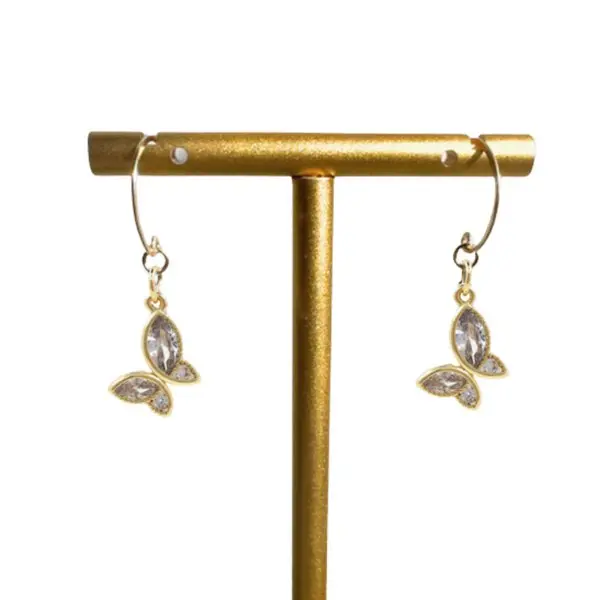 Rachel Nathan Round Hook: Baguette Butterfly Earrings