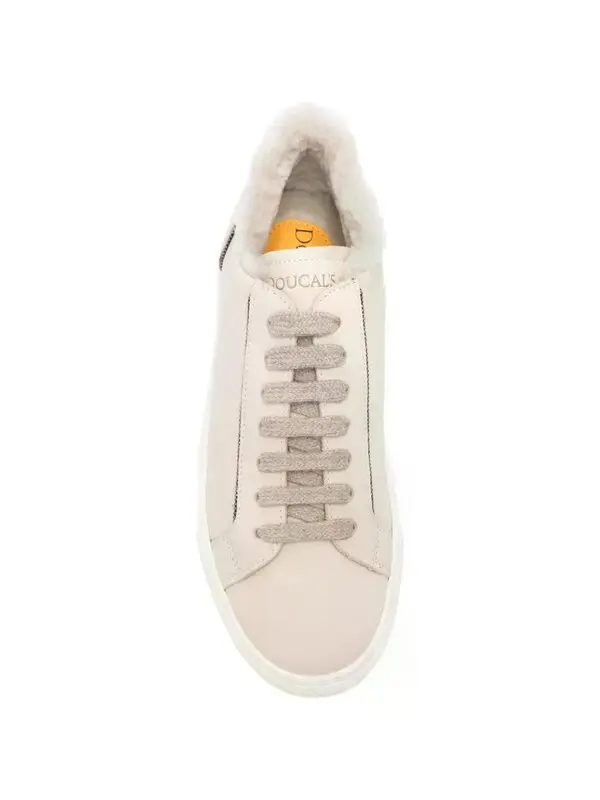 DOUCAL'S Shearling Trim Leather Sneakers