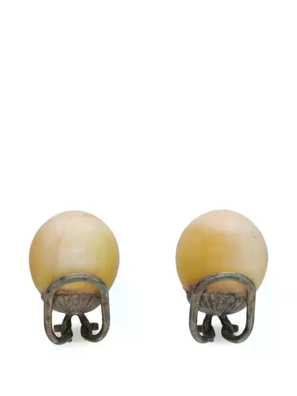Vintage Bead Clip-on Earrings - Grey