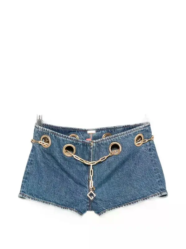 Cult Gaia Baba Chain-belt Denim Shorts - Blue
