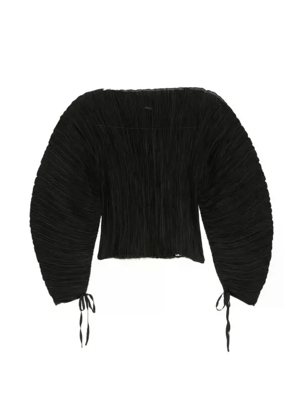 Cult Gaia Bega Plissé-effect Balloon-sleeve Top - Black