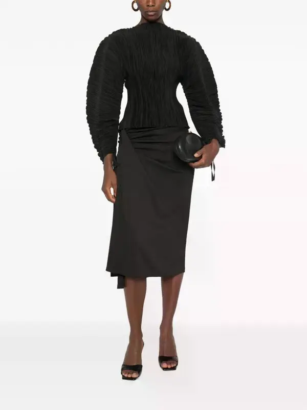 Cult Gaia Bega Plissé-effect Balloon-sleeve Top