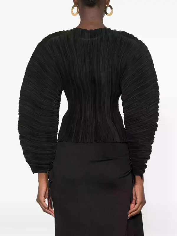Cult Gaia Bega Plissé-effect Balloon-sleeve Top