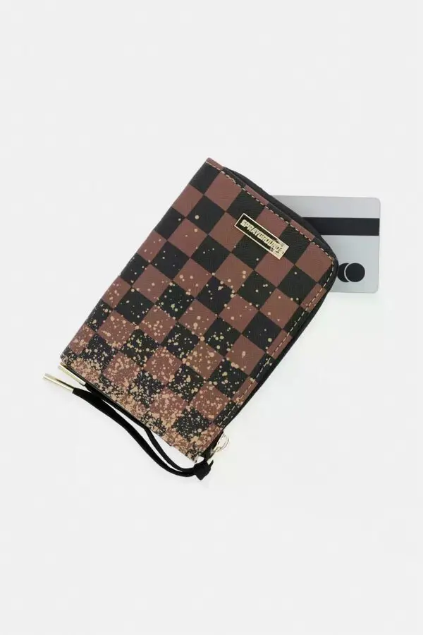SPRAYGROUND Checkerboard-print Shark-embossed Wallet