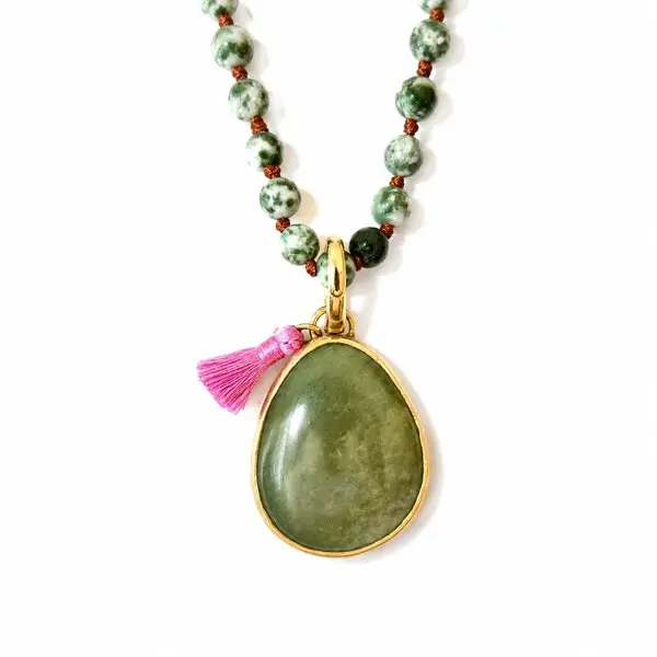 Persia Donà Jewelry Gemstone X Heart Necklace - Green