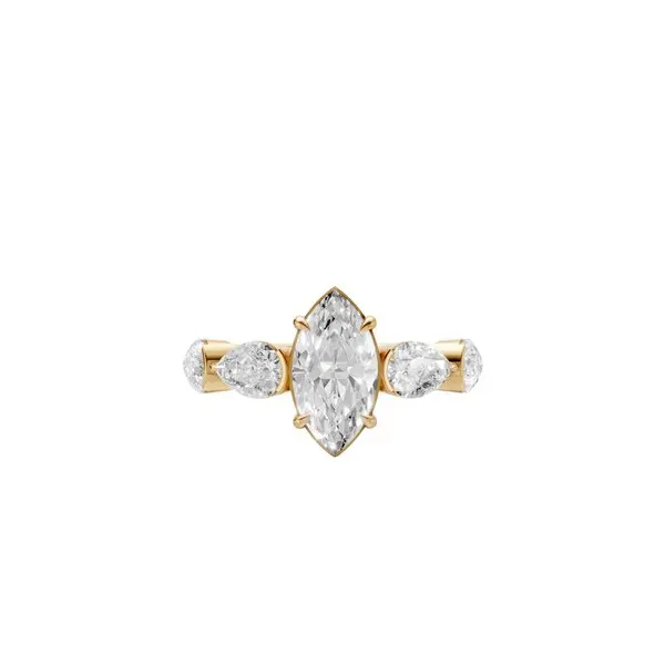 AYA FINE JEWELRY 3 Carat Amara Marquise Cut Igi Certified Lab Created Diamond Floral Cluster Ring In Gold - Yellow