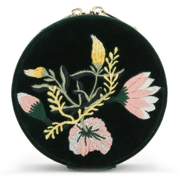 Wolf Zoe Travel Jewellery Round Zip Case Forest - Green