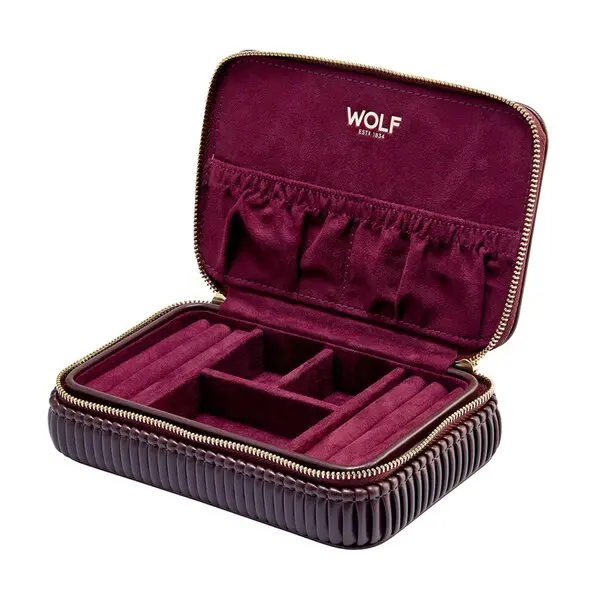 Wolf Bella Zip Jewellery Case Bordeaux