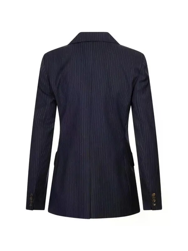 Max Mara Plain-weave Wool Double-breasted Jacket Navy