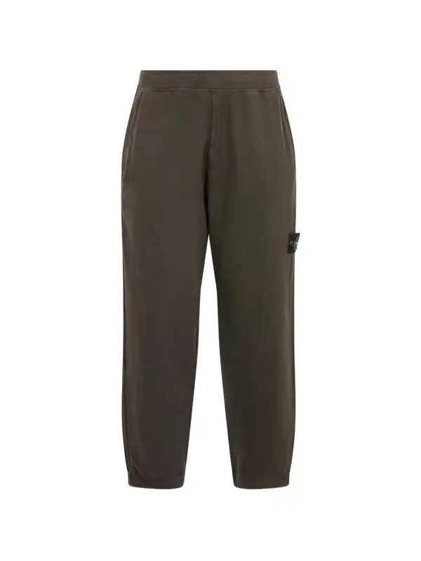 Stone Island Logo-badge Cotton-fleece Track Pants - Brown