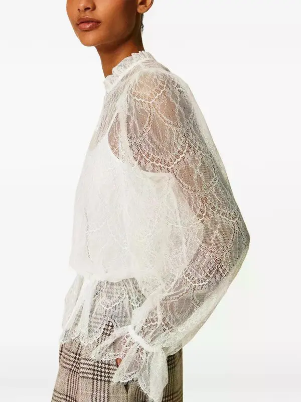 TWINSET Lace-overlay Drawstring Blouse - White