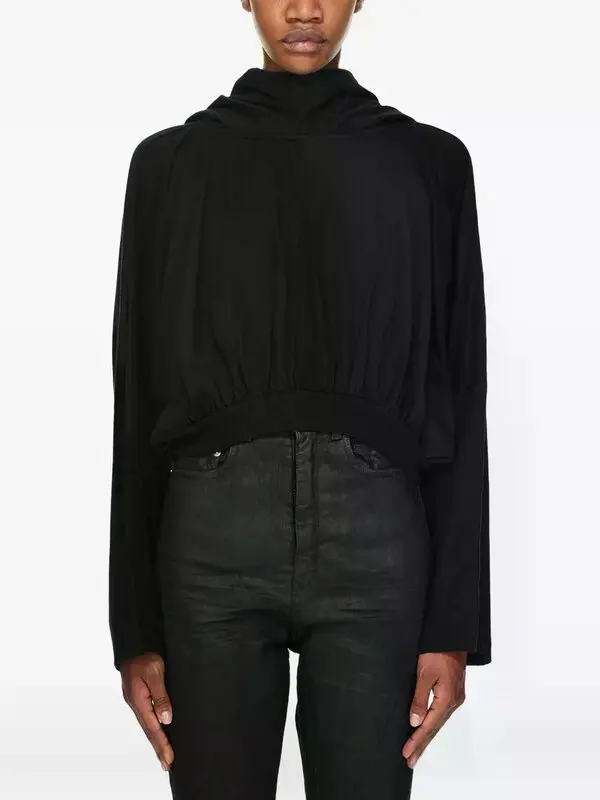 Rick Owens Cropped Hooded Top - Black