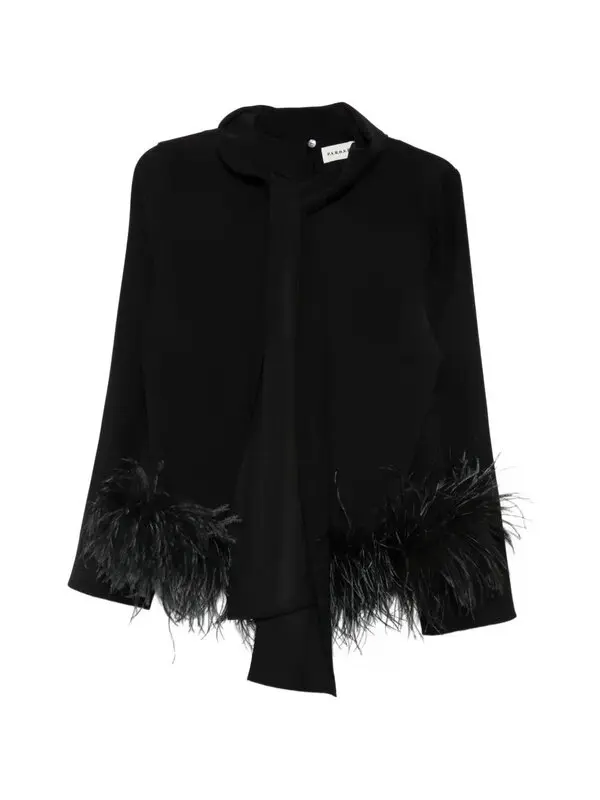 P.a.r.o.s.h Feather-trim Pussy-bow Blouse - Black