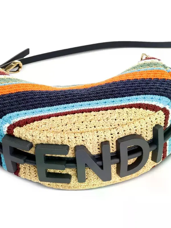 Fendi Graph Striped Crochet Mini Bag