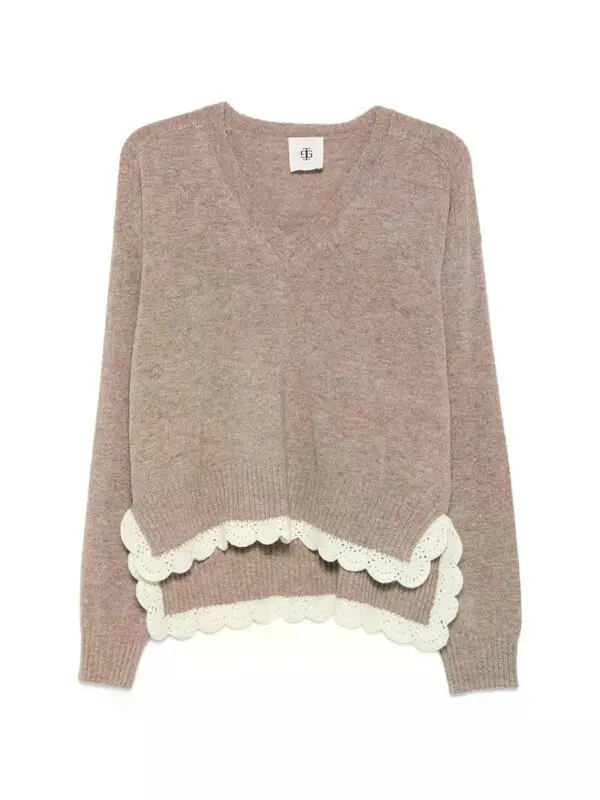 THE GARMENT Como Crochet-trim V-neck Sweater - Neutrals