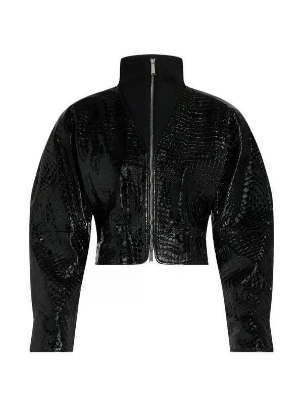 Karl Lagerfeld Croc-effect Leather Jacket - Black