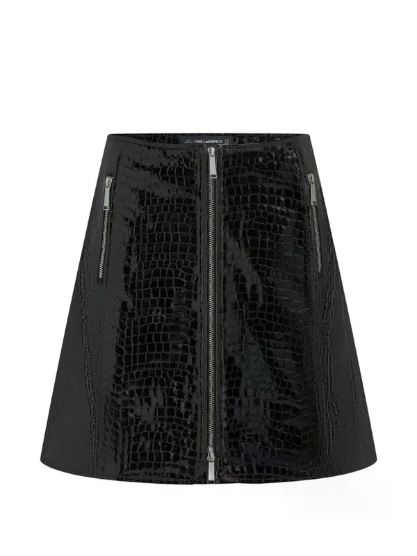 Karl Lagerfeld Croc-effect Leather Skirt - Black