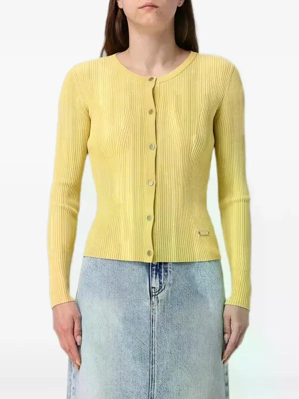 Armani Exchange Ribbed-knit Logo Plaque Cardigan