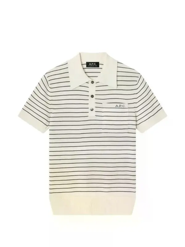 A.p.c. Fitted Striped Ecru Polo