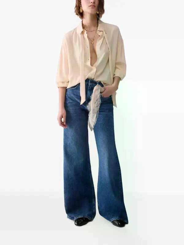 Liu Jo High Waist Flare Jeans With Lace Detail