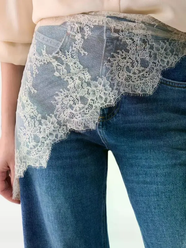 Liu Jo High Waist Flare Jeans With Lace Detail