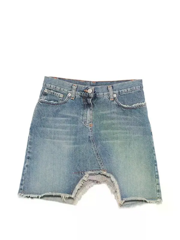 John Richmond 2000s Distressed Denim Miniskirt