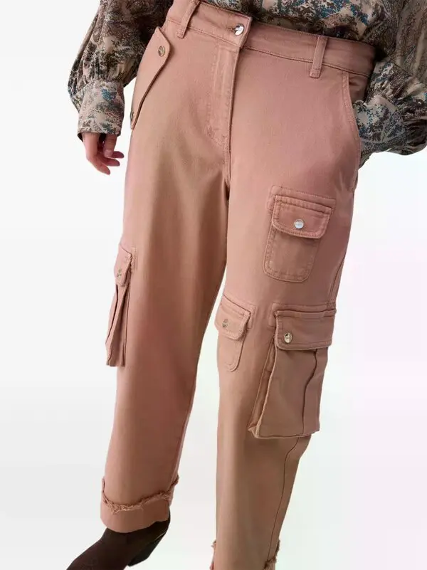 Liu Jo Cotton Cargo Pants With Multiple Pockets - Pink