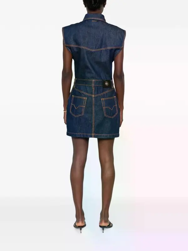 Versace Embroidered Denim Mini Dress